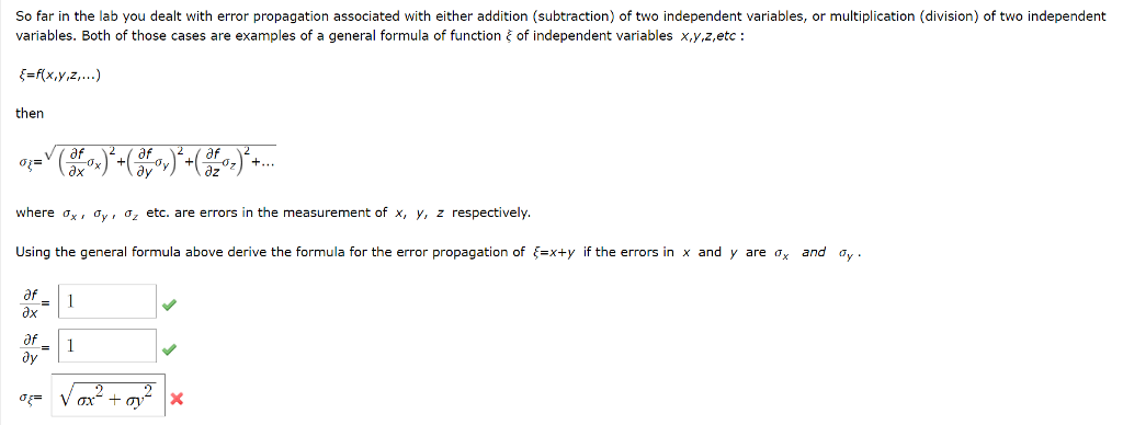 Solved So far in the lab you dealt with error propagation | Chegg.com