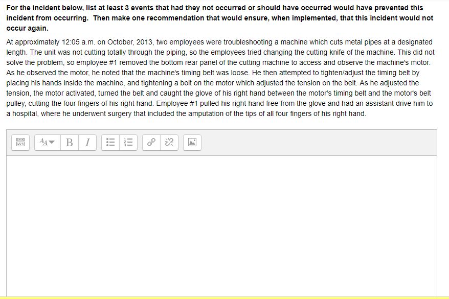 Solved For the incident below, list at least 3 events that | Chegg.com