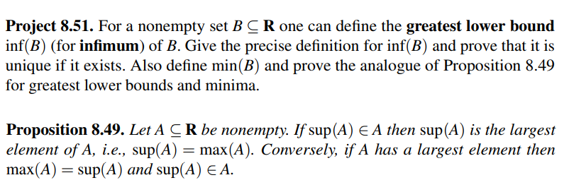 Solved Project 8.51. For a nonempty set BC R one can define | Chegg.com