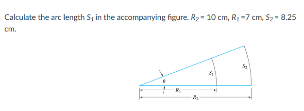 Solved Calculate the arc length S1 in the accompanying | Chegg.com