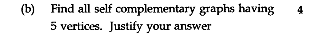 Solved Find all self-complementary graphs having 5 vertices. | Chegg.com
