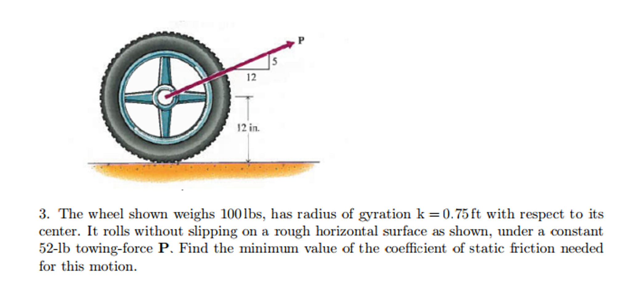 Solved: The Wheel Shown Weighs 100 Lbs, Has Radius Of Gyra... | Chegg.com