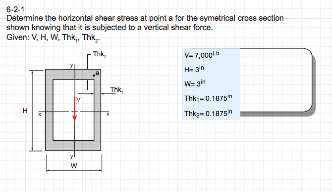 Solved 6-2-1 Determine the horizontal shear stress at point | Chegg.com