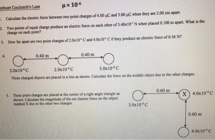 Solved Calculate the electric force between two point | Chegg.com