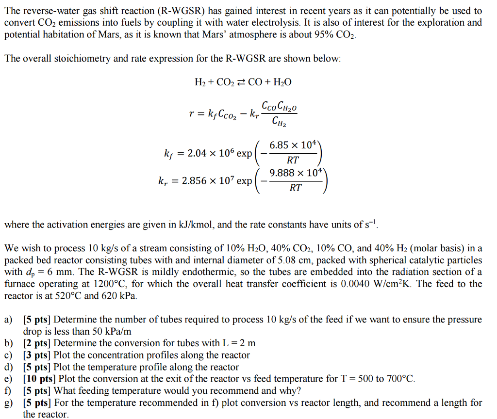 The reverse-water gas shift reaction (R-WGSR) has | Chegg.com
