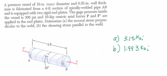 A pressure vessel of 10-in. inner diameter and | Chegg.com