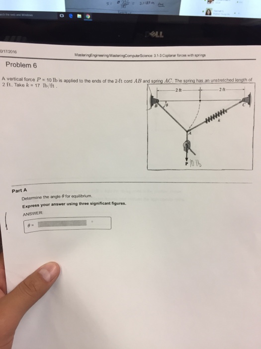 Solved A vertical force P = 10 lb is applied to the ends of | Chegg.com