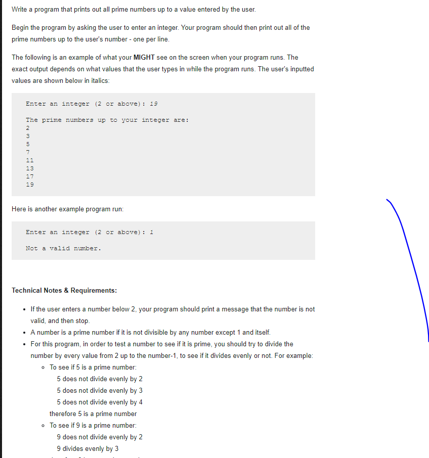 Solved Write a program that prints out all prime numbers up | Chegg.com