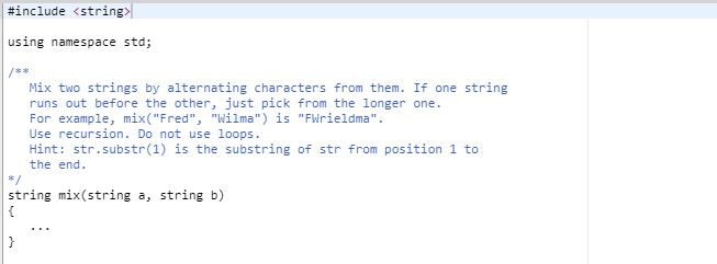 Solved #include | using namespace std; Mix two strings by | Chegg.com