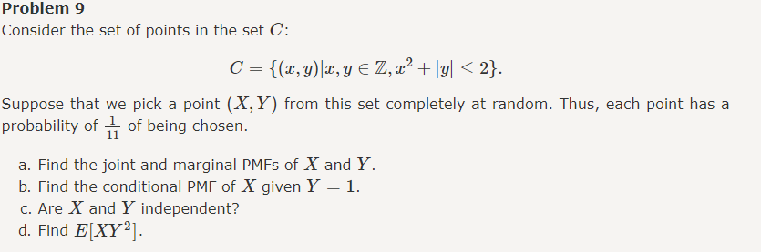 Solved Problem 9 Consider the set of points in the set C: | Chegg.com