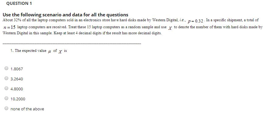 Solved QUESTION 1 Use the following scenario and data for | Chegg.com