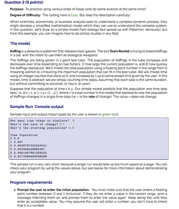 Solved Question 2 (9 points): Purpose: To practice using | Chegg.com