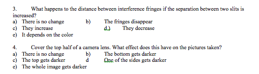 Solved What happens to the distance between interference | Chegg.com