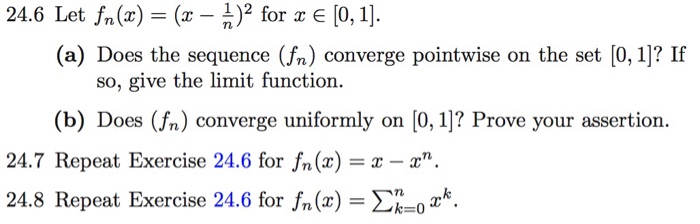 Solved Let f_n(x) = (x - 1/n)^2 for x [0, 1]. (a) Does the | Chegg.com