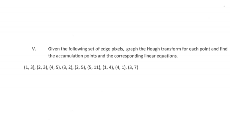 Solved Given the following set of edge pixels, graph the | Chegg.com