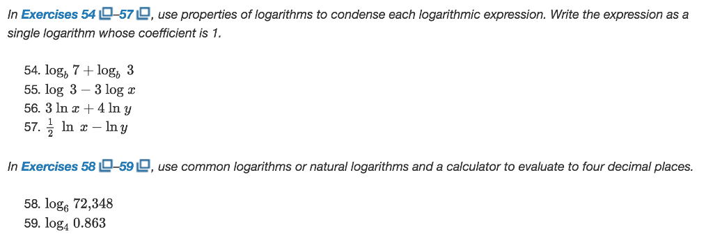 Solved In Exercises 54 -57, use properties of logarithms to | Chegg.com