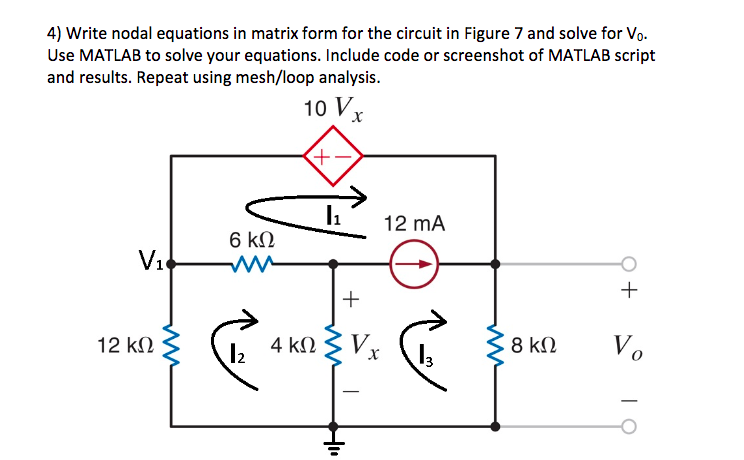 Solved 4) write nodal equations in matrix form for the | Chegg.com