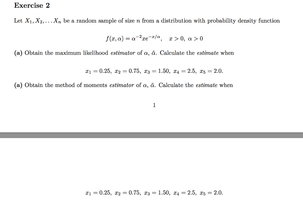 Solved Exercise 2 Let Xi, X2,... Xn be a random sample of | Chegg.com