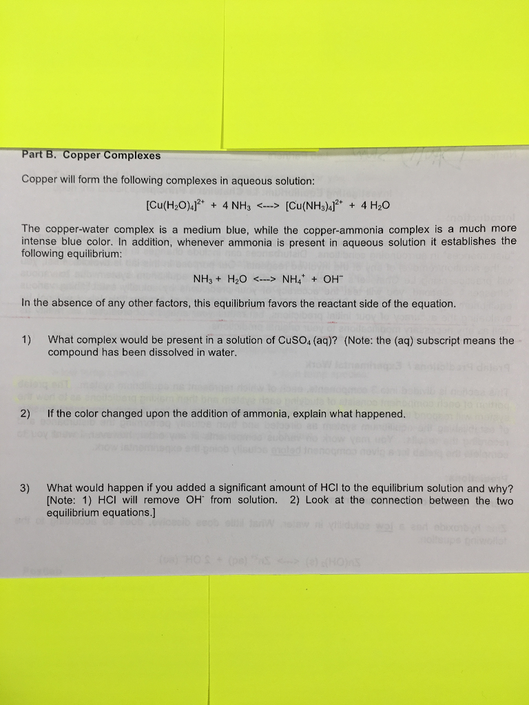 Solved ar opper Complexes Copper will form the following | Chegg.com