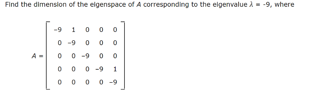 Solved Find the dimension of the eigenspace of A | Chegg.com
