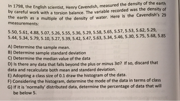 Solved In 1798, the English scientist, Henry Cavendish, | Chegg.com