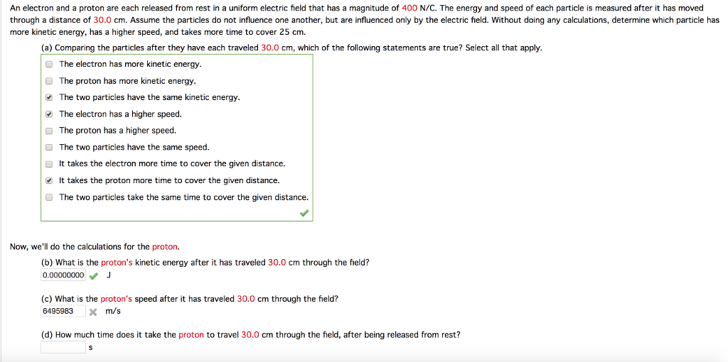 Solved An electron and a proton are each released from rest | Chegg.com