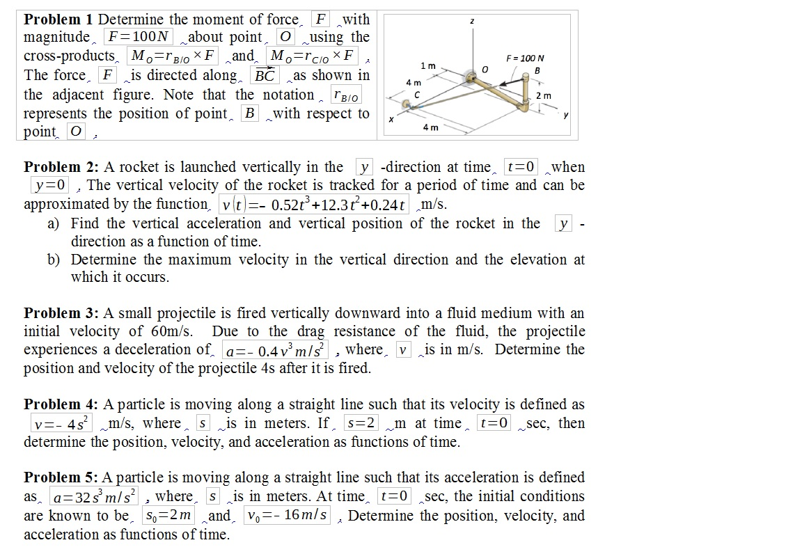 Solved Problem 1 Determine the moment of force, F ,with | Chegg.com