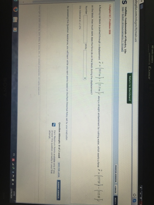 Solved A floating ice block is pushed through a displacement | Chegg.com