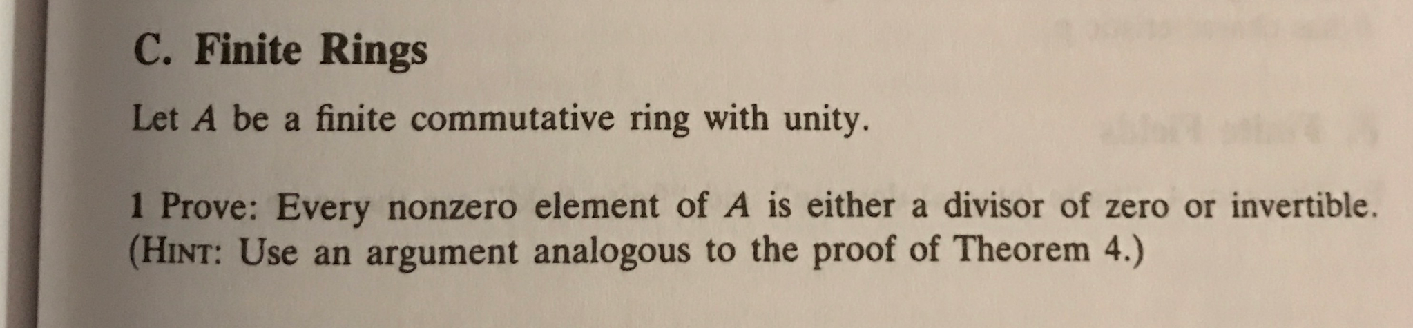 Solved C. Finite Rings Let A be a finite commutative ring | Chegg.com