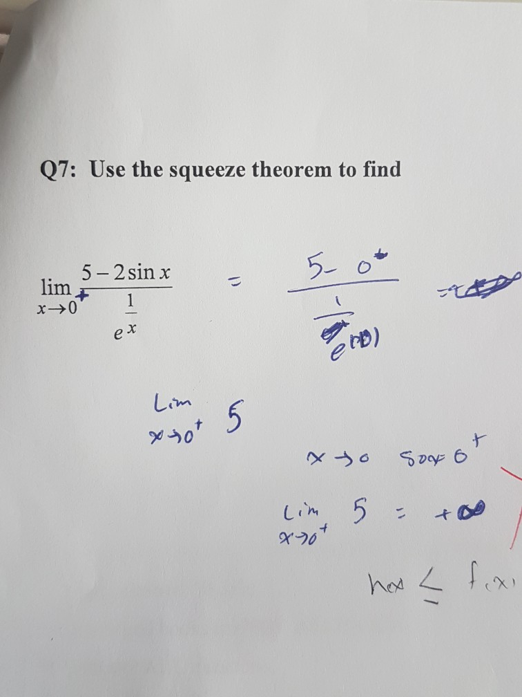 Solved Use the squeeze theorem to find lim_x rightarrow 0^+ | Chegg.com