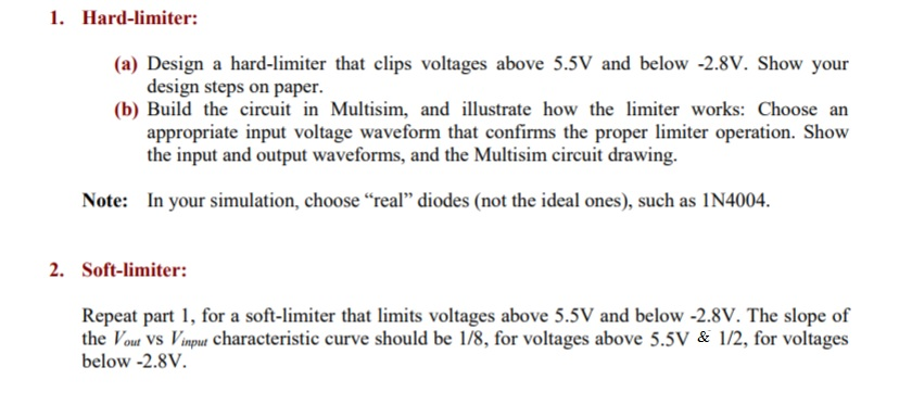 1. Hard-limiter: (a) Design a hard-limiter that clips | Chegg.com