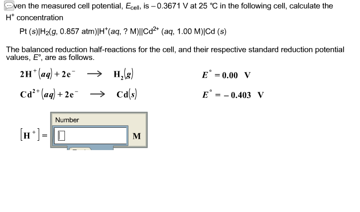 Solved Even the measured cell potential, E_cell, is -0.3671 | Chegg.com