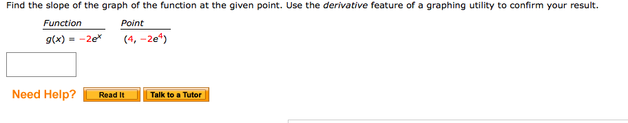 Solved Find the slope of the graph of the function at the | Chegg.com