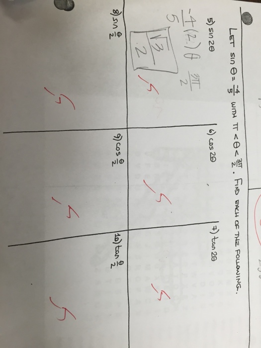 Solved Let sin theta = -4/5 with pi