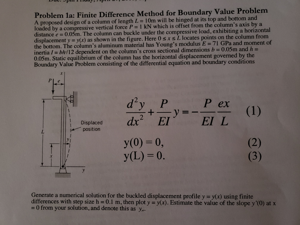 Problem 1a: Finite Difference Method for Boundary | Chegg.com
