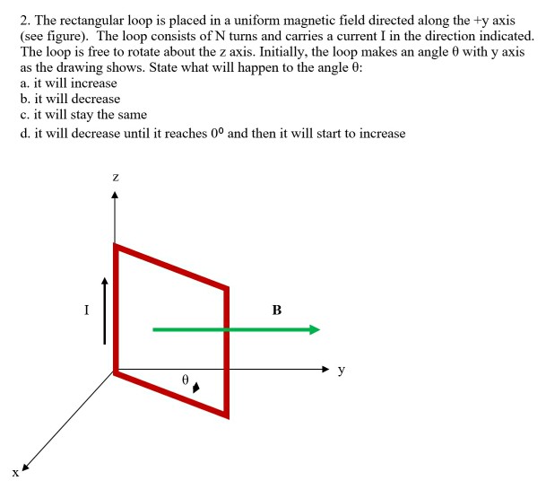 Solved 2. The rectangular loop is placed in a uniform | Chegg.com