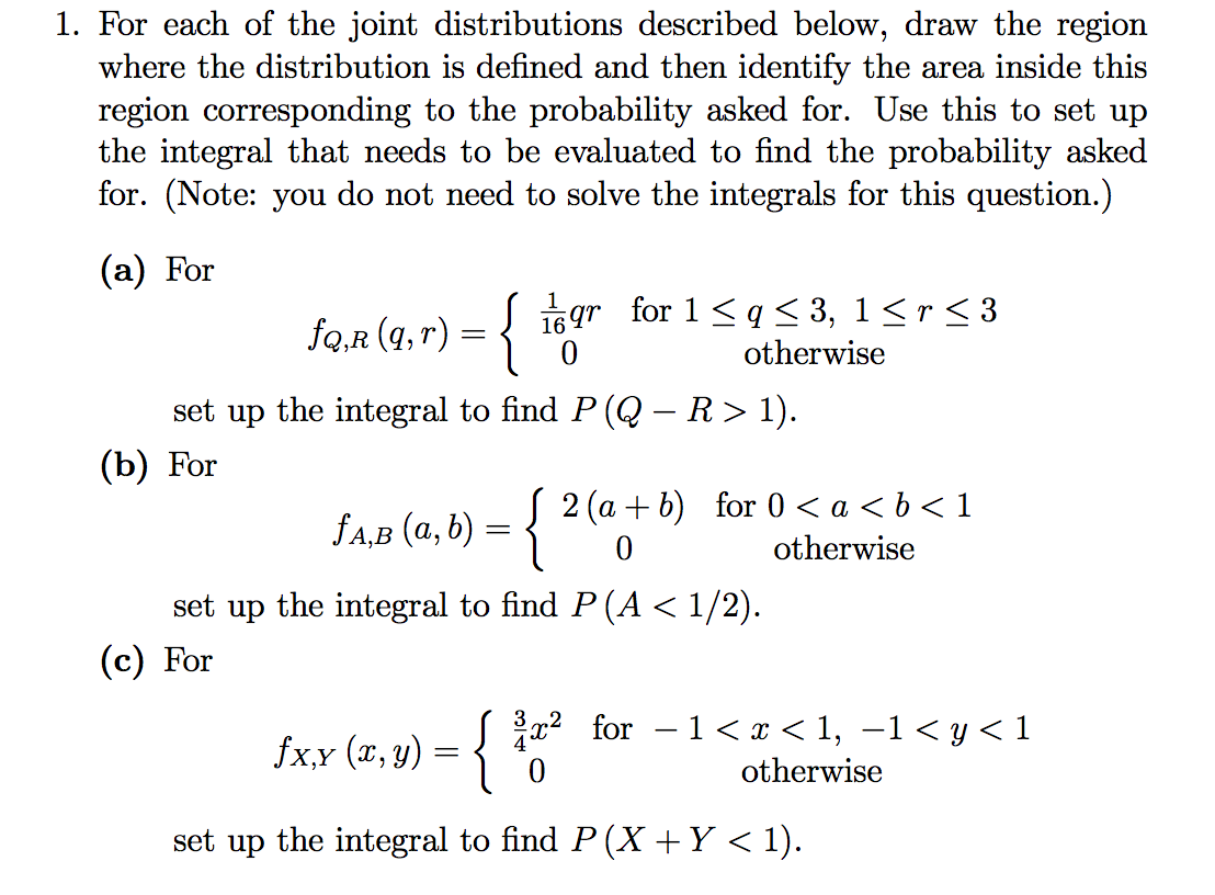 For each of the joint distributions described below, | Chegg.com