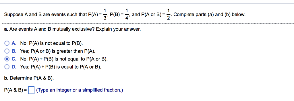 Solved Suppose A and B are events such that P(A) = -1/3, | Chegg.com