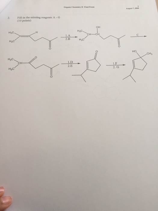 Solved Fill in the missing reagents A - G | Chegg.com Solved Fill in the missing reagents A - G | Chegg.com