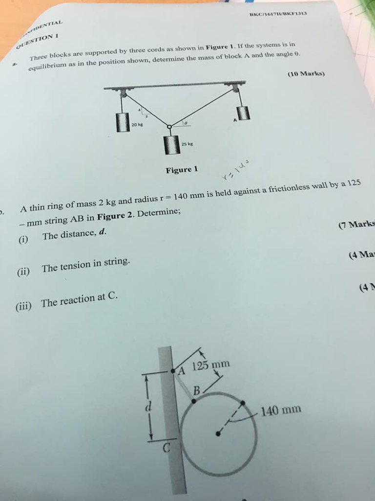 Solved Three blocks are supported by three cords as shown in | Chegg.com