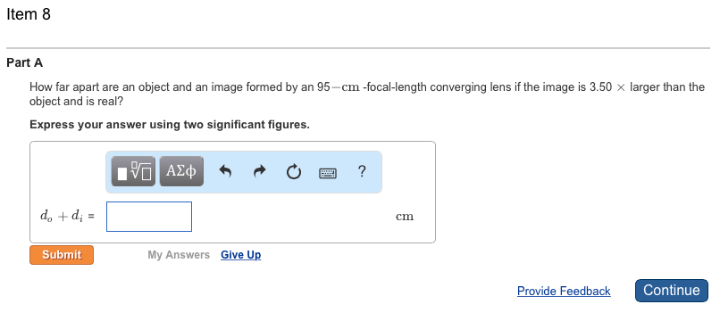 Solved Part A How far apart are an object and an mage | Chegg.com