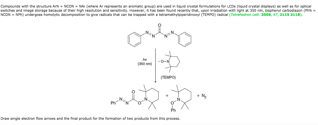 Solved Compounds with the structure ArN NCON NAr (where Ar | Chegg.com