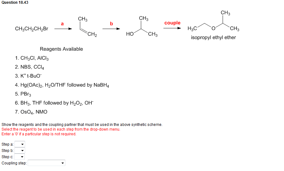 Solved isopropyl ethyl ether Reagents Available CH3CI, alcl3 | Chegg.com