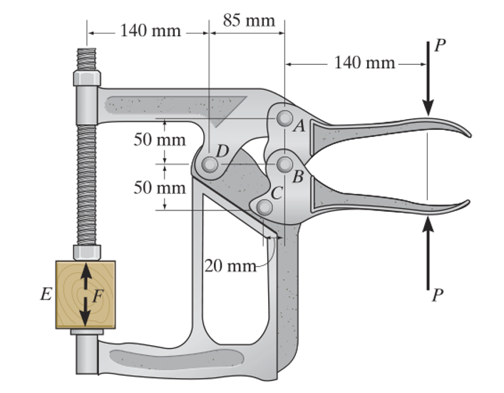 Solved Determine the force applied at the end of the clamp, | Chegg.com