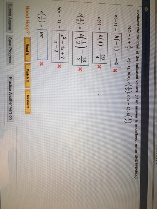 Solved Evaluate The Function At The Indicated Values If An