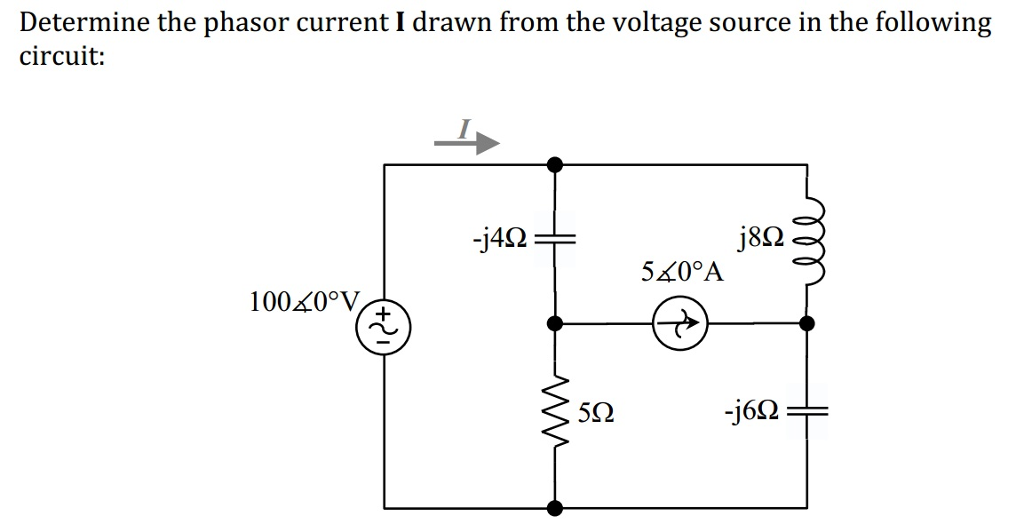 Solved Determine the phasor current I drawn from the voltage | Chegg.com
