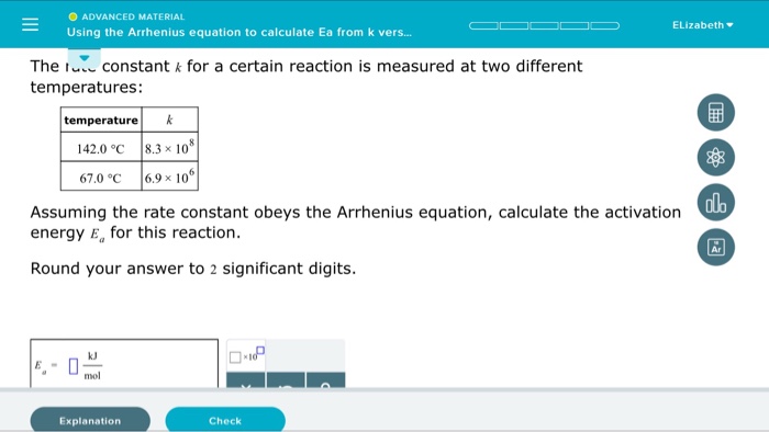 Solved The constant k for a certain reaction is measured at | Chegg.com