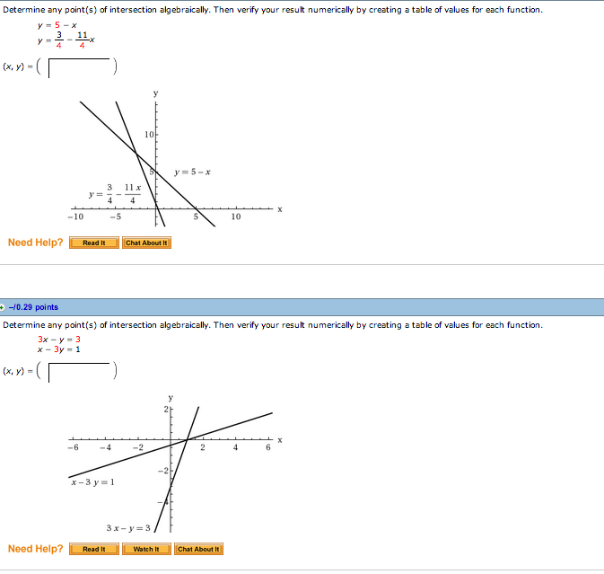Solved Determine any point(s) of intersection algebraically. | Chegg.com