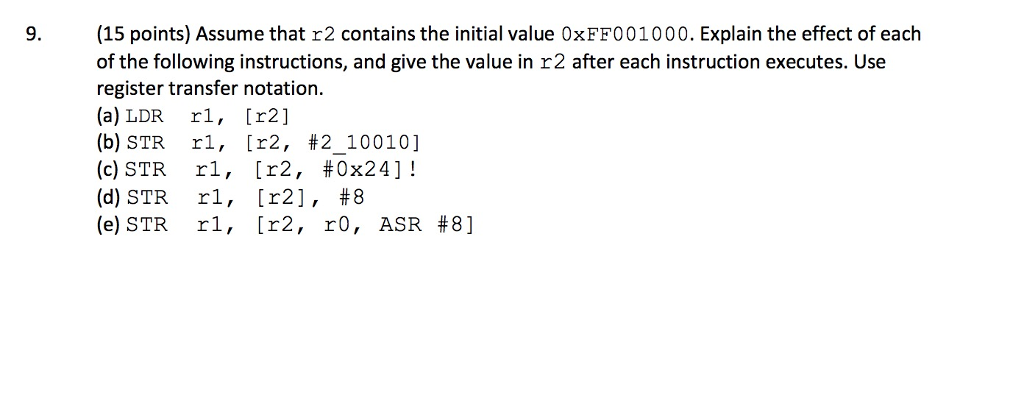 Solved 9.(15 points) Assume that r2 contains the initial | Chegg.com Solved 9.(15 points) Assume that r2 contains the initial | Chegg.com