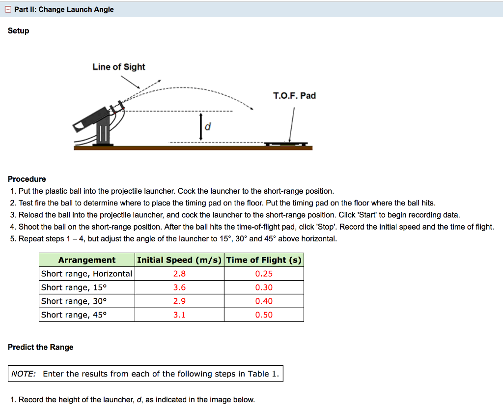Solved Part II: Change Launch Angle Setup Line of Sight | Chegg.com